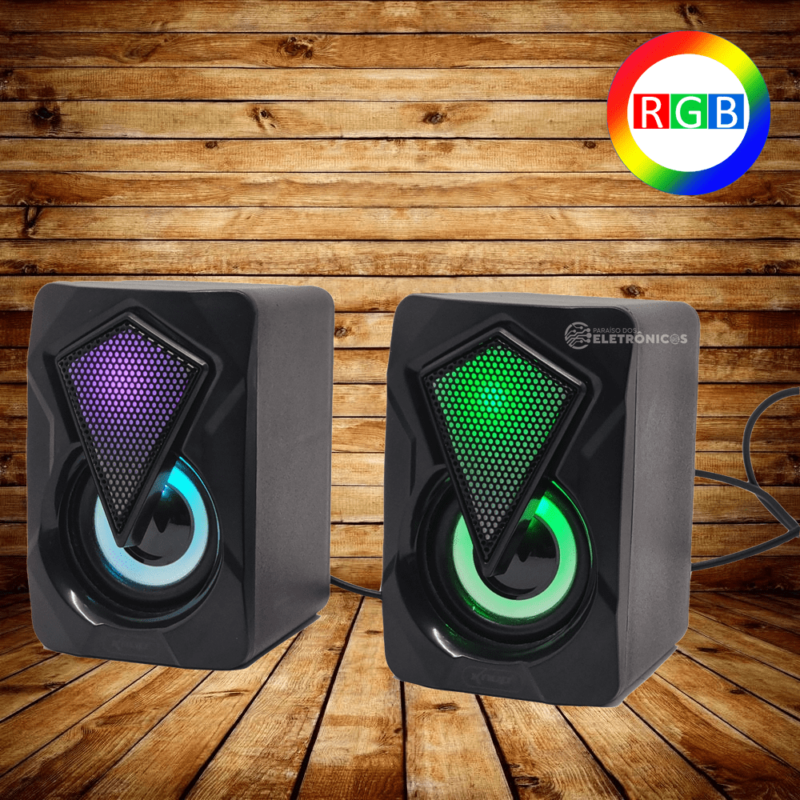 Caixa Multimídia LED RGB Com 2 Canais Para PC Notebook Amplificação 6W ...