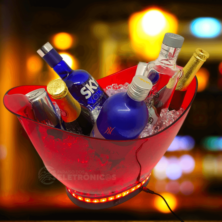 Champanheira Baladeira 9 Litros Vermelha Personalizada Com Fita LED ...