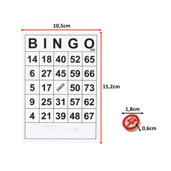 Jogo De Bingo Com 40 Cartelas e 75 Pedras De Madeira Numeradas 2877 ...