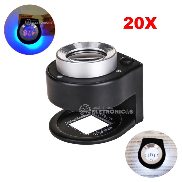 Lupa De Mão 2 Lentes Aumento Zoom 2.5x 5x 12x Para Identificação e ...