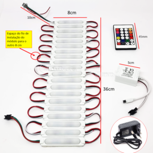 Módulo 3 LED Barra Com 20 Pçs De LEDs RGB Controle Remoto Para ...
