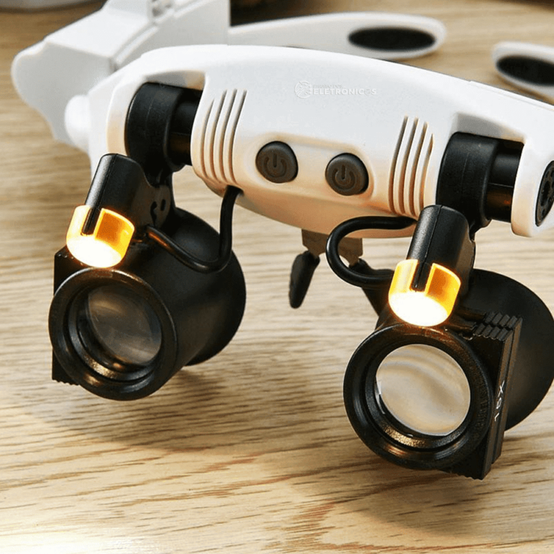 Óculos Com Lupa Profissional 7 Lentes de aumento 25x Zoom e Luz LED 2 ...