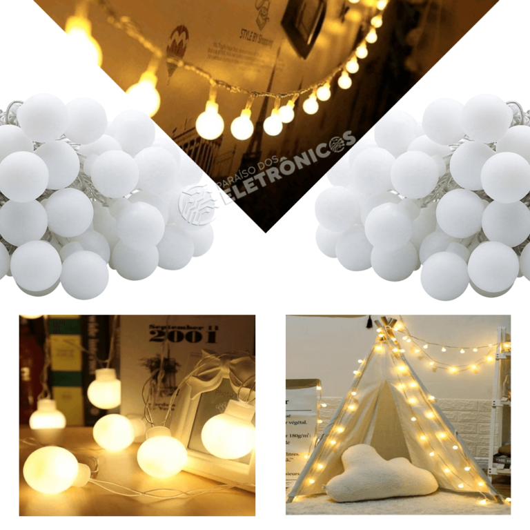 Cordão De 20 Lâmpadas LED Branco Morno Para Enfeites Decoração Bivolt ...