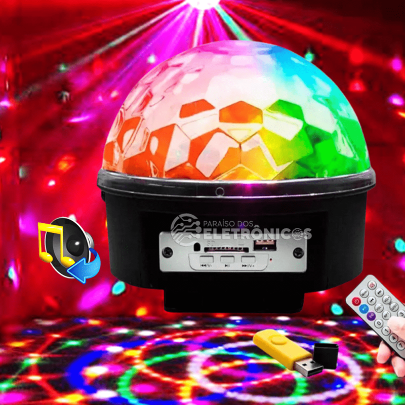 Super Globo Bola Maluca Cristal 9 LED 3OW RGB Iluminação Para Festa ...